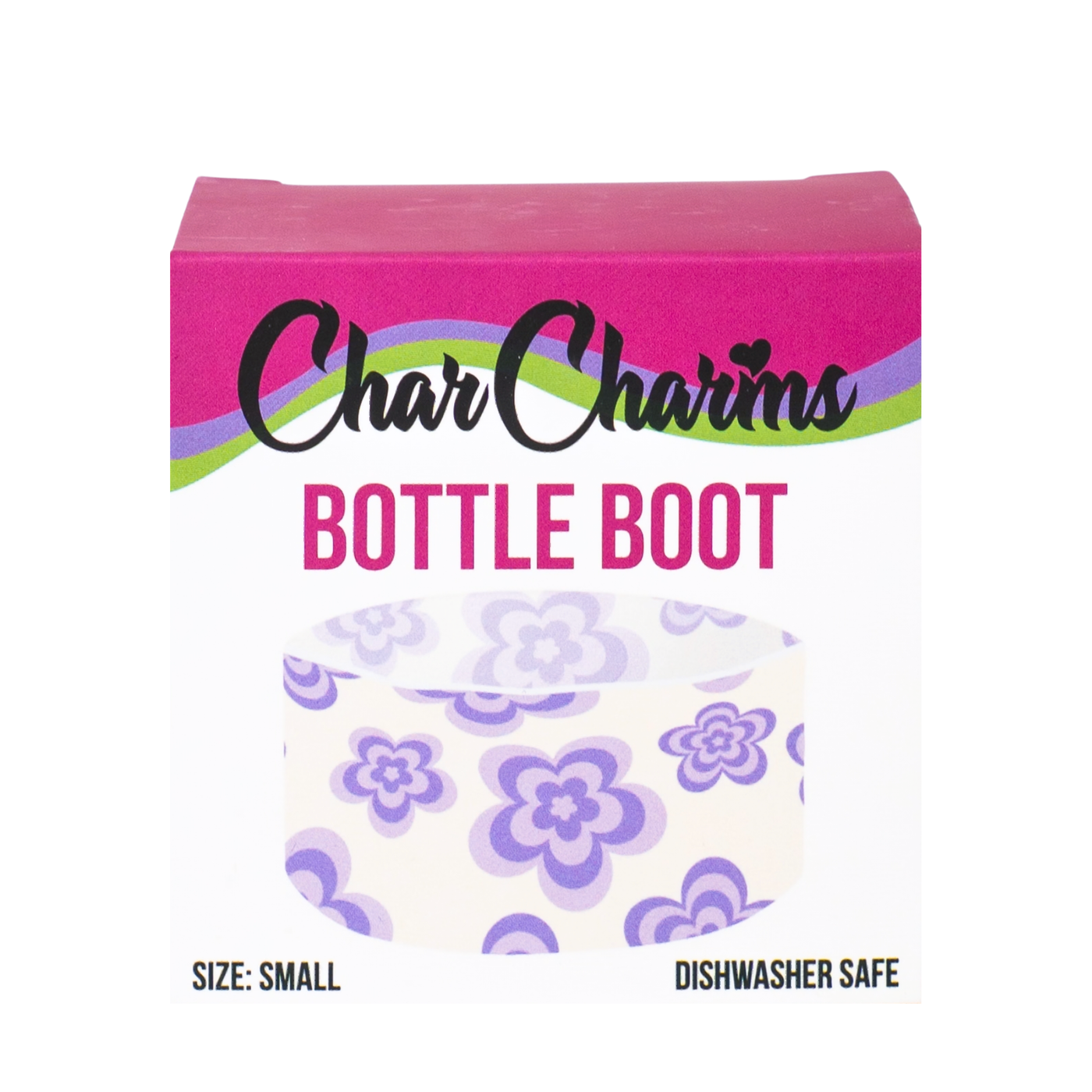 CharCharms | Water Bottle Accessories | Purple Flower Bottle Boot