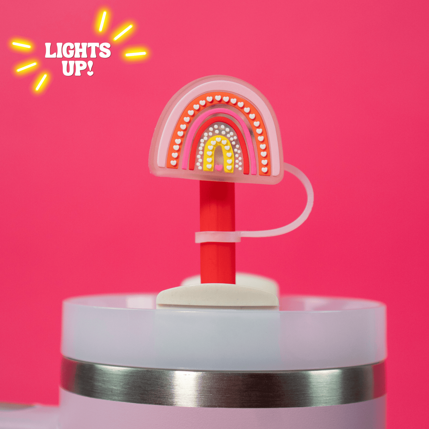 CharCharms | Water Bottle Accessories | Rainbow Glow Straw Topper